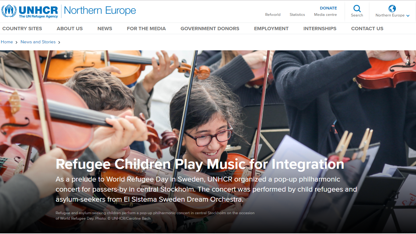 UNHCR Event, Story & Video: Refugee Children play Music for Integration ...
